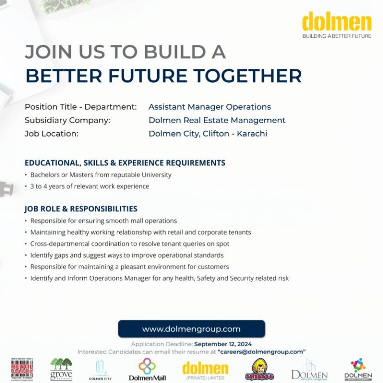 Dolmen Group Jobs Assistant Manager Operations