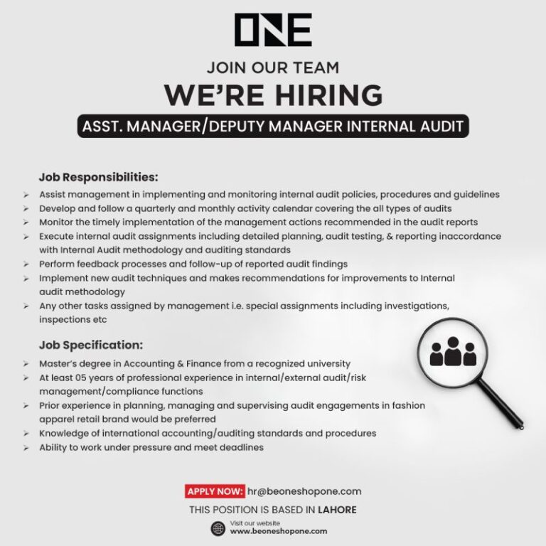 One Life Apparel Pvt Ltd Jobs Assistant Manager / Deputy Manager ...