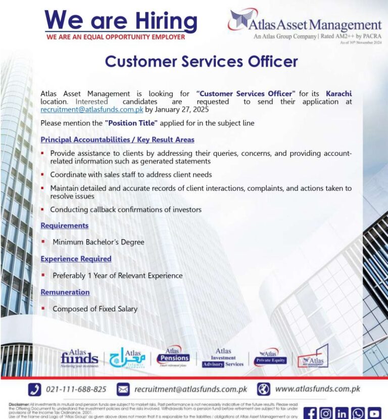 Atlas Asset Management Jobs January 2025