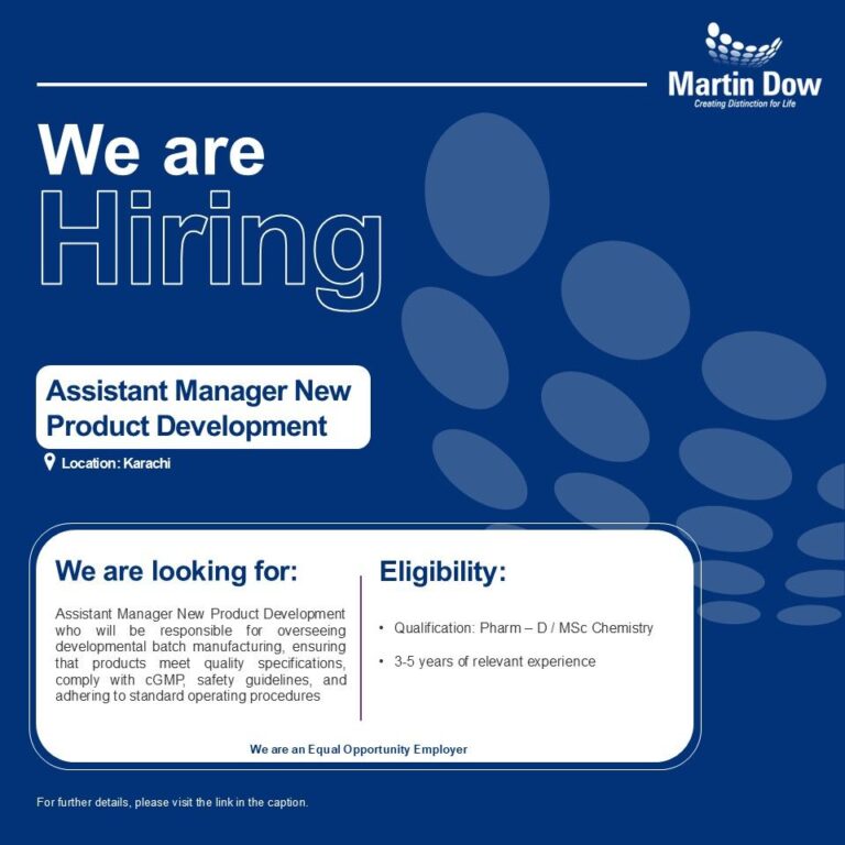 Martin Dow Limited Jobs Assistant Manager New Product Development