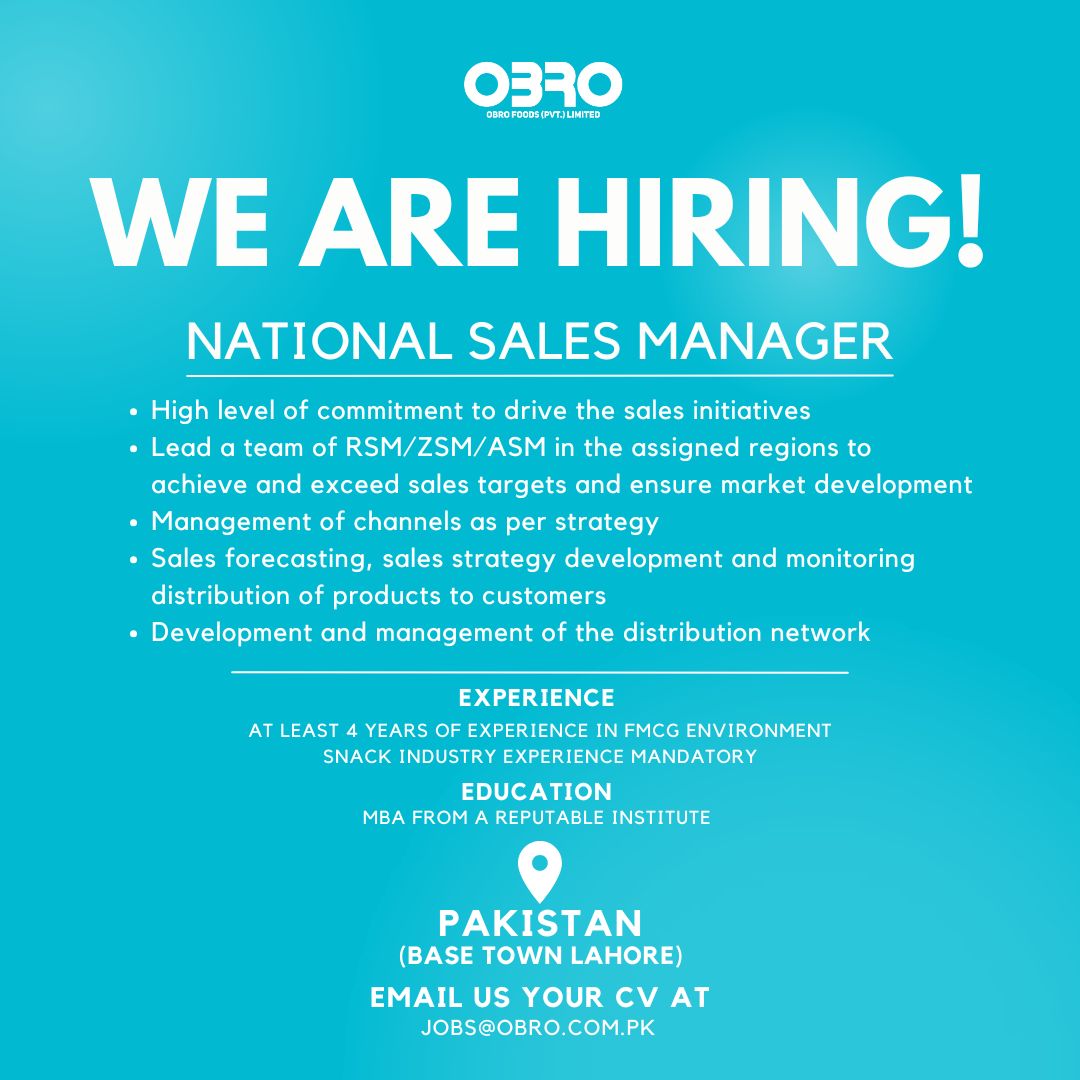 OBRO Foods Pvt Ltd Jobs National Sales Manager