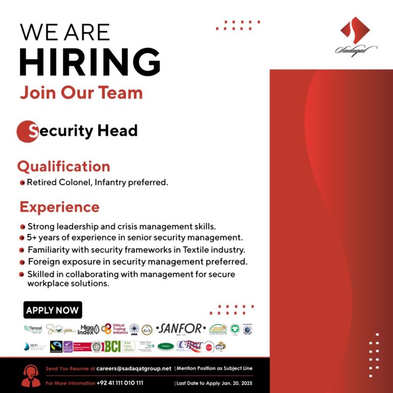 Sadaqat Ltd Jobs Security Head