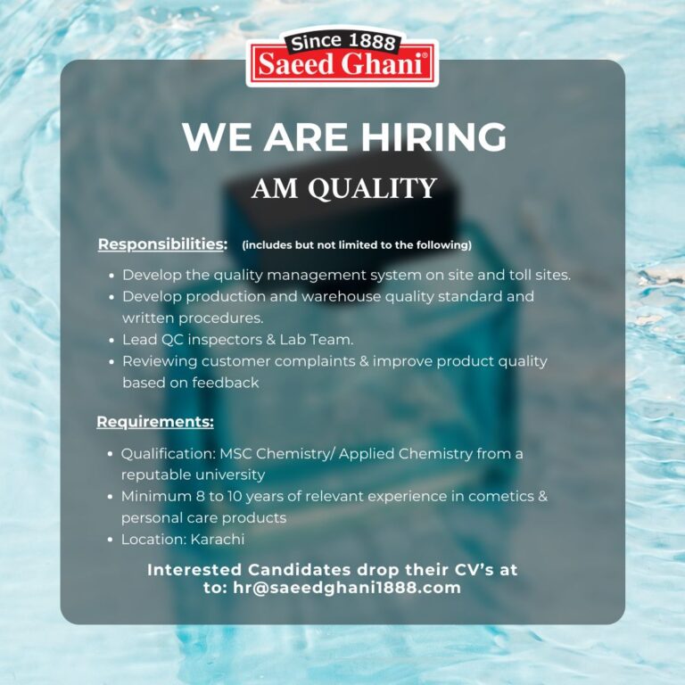 Saeed Ghani Jobs AM Quality