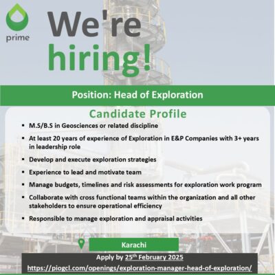 Prime Pakistan Limited Jobs Head of Exploration