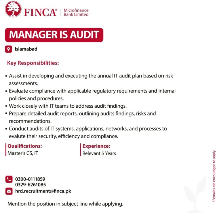 FINCA Microfinance Bank Limited Jobs March 2025