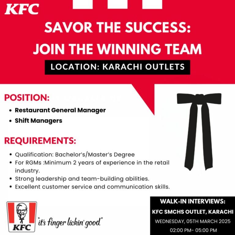 KFC Pakistan Jobs March 2025