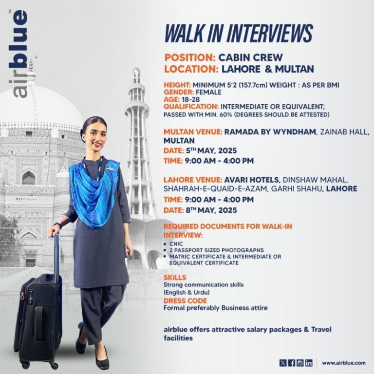 Airblue Pakistan Jobs Cabin Crew
