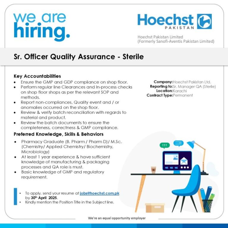 Hoechst Pakistan Limited Jobs April 2025