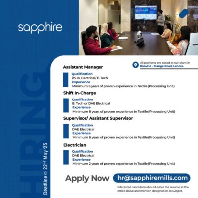 Sapphire Finishing Mills Jobs May 2025