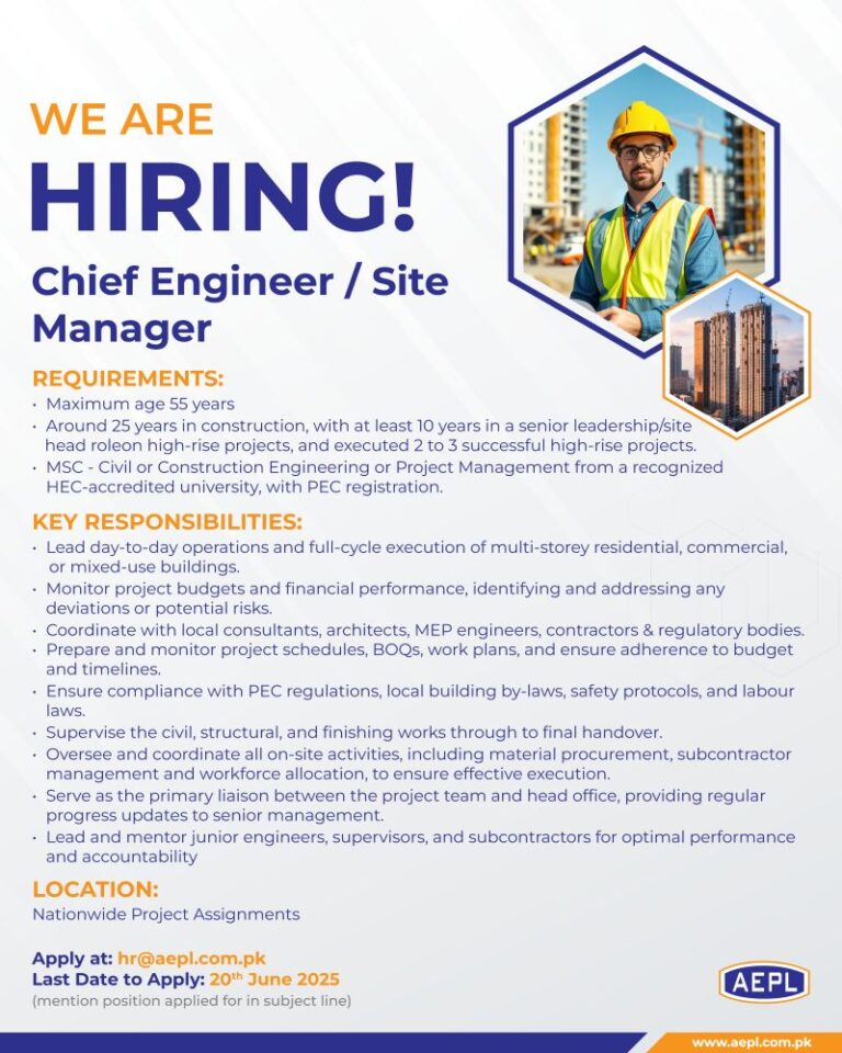 Albario Engineering Pvt Ltd AEPL Jobs Chief Engineer/Site Manager