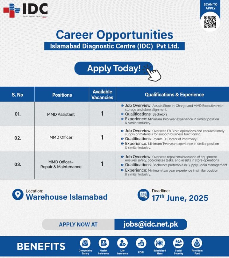 Islamabad Diagnostic Center IDC Jobs June 2025