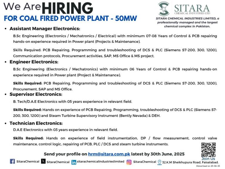 Sitara Chemical Industries Limited Jobs July 2025