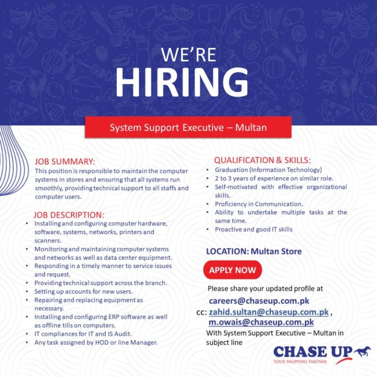 Chase Up Jobs System Support Executive