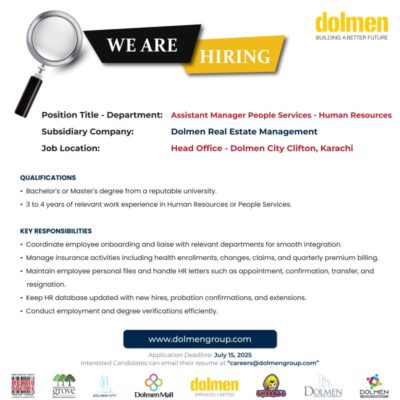 Dolmen Group Jobs Assistant Manager People Services Human Resources