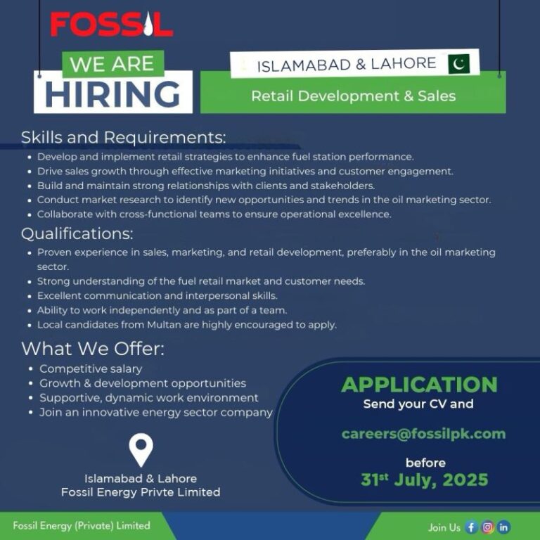 Fossil Energy Pakistan Jobs July 2025