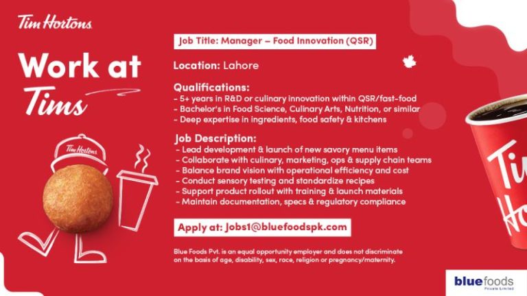 Tim Hortons Jobs Manager Food Innovation