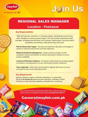 Mayfair Pakistan Jobs Regional Sales Manager