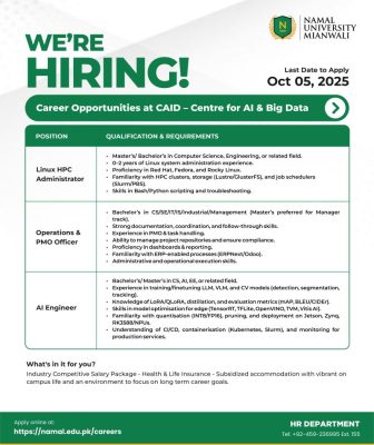 Namal University Jobs October 2025