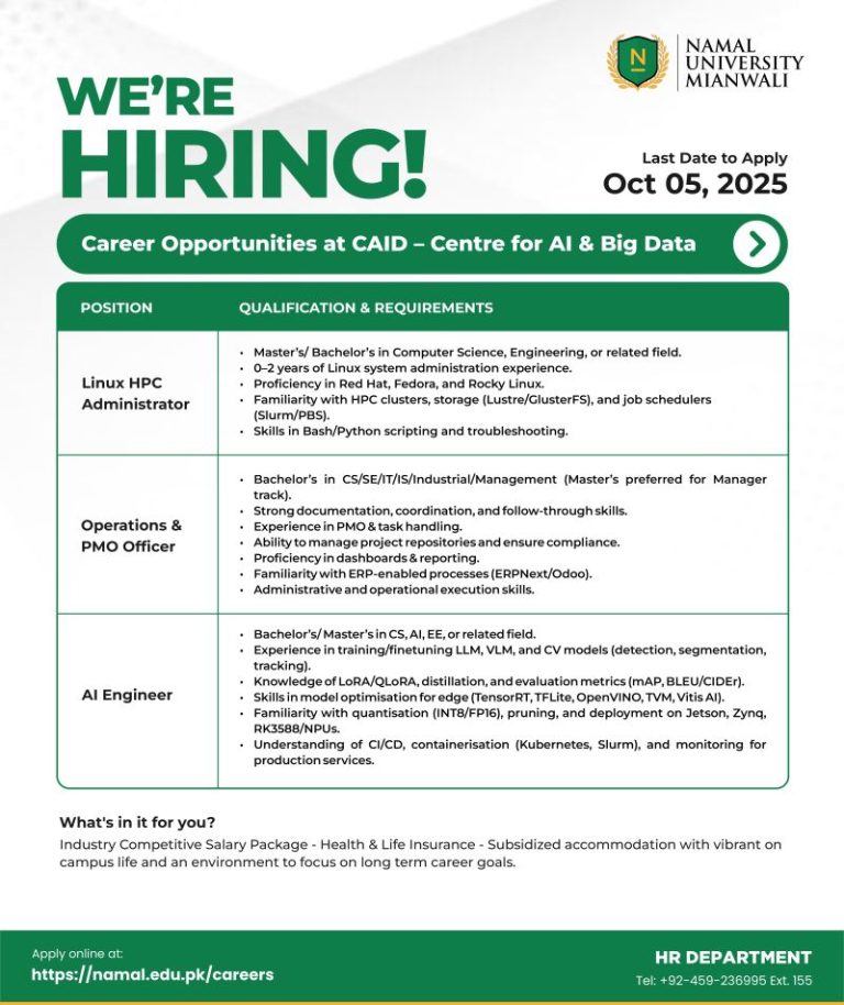 Namal University Jobs October 2025