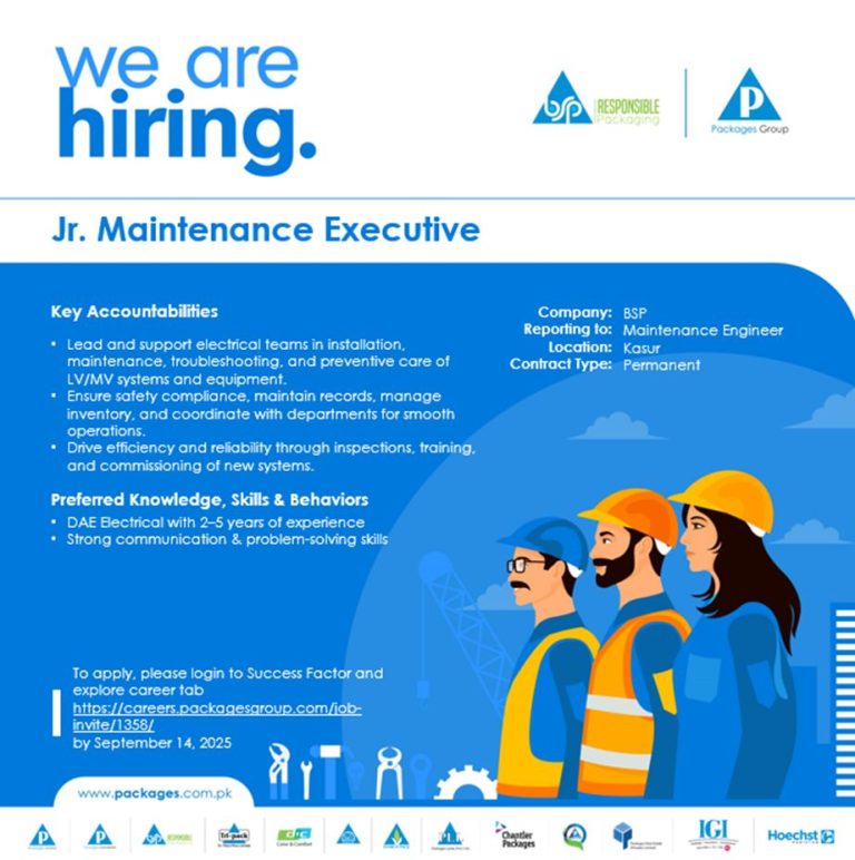 Packages Group Jobs Jr Maintenance Executive