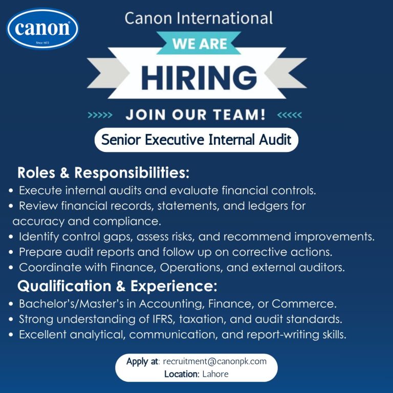 Canon International Pvt Ltd Jobs Senior Executive Internal Audit