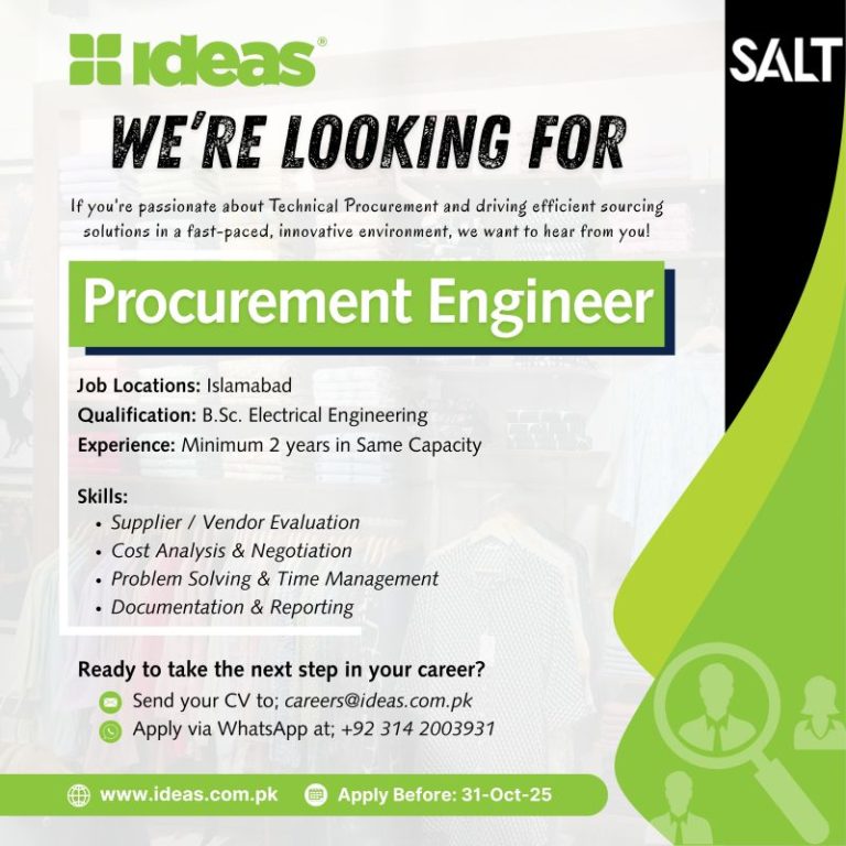 Ideas By GulAhmed Jobs Procurement Engineer