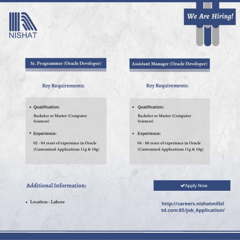 Nishat Mills Limited Jobs October 2025