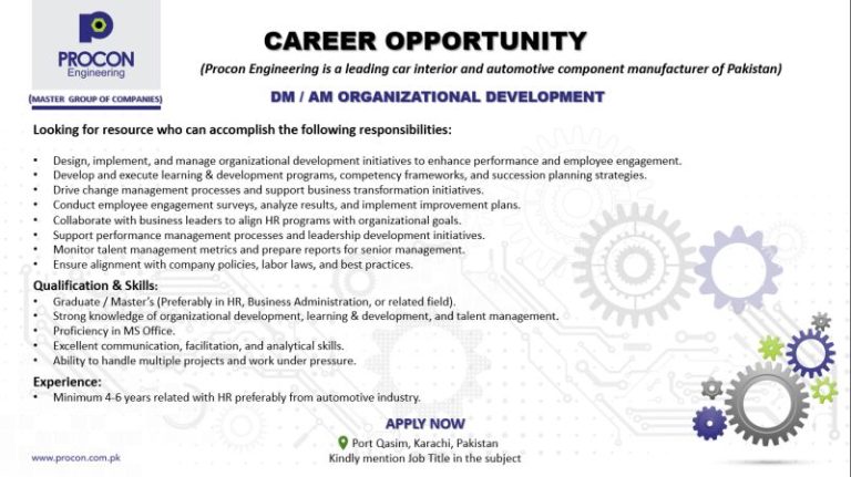Procon Engineering Jobs DM / AM Organizational Development