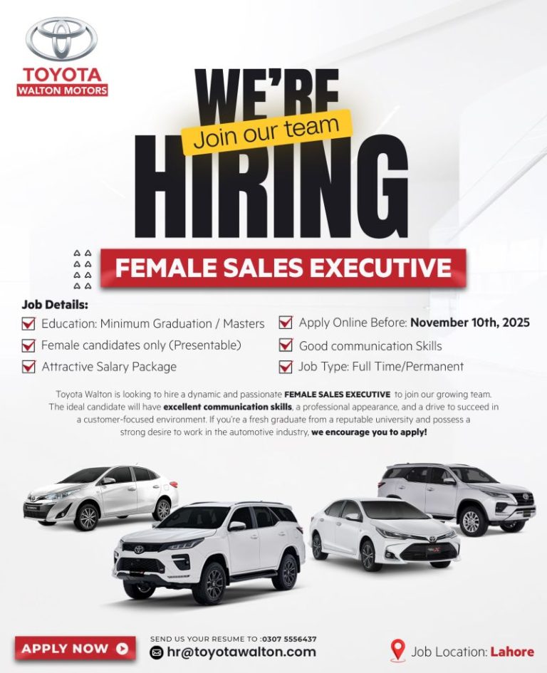 Toyota Walton Motors Jobs Female Sales Executive