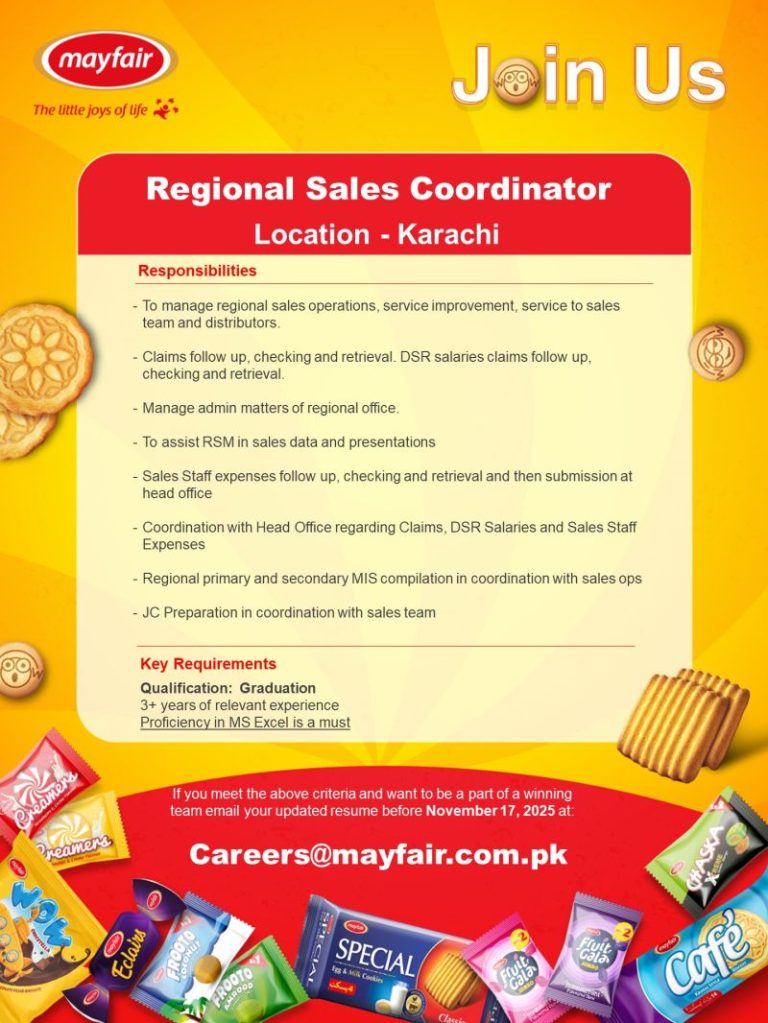 Mayfair Pakistan Jobs Regional Sales Coordinator