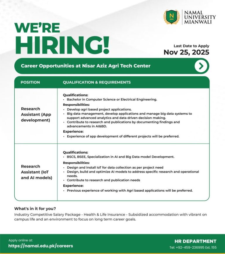 NAMAL University Jobs November 2025