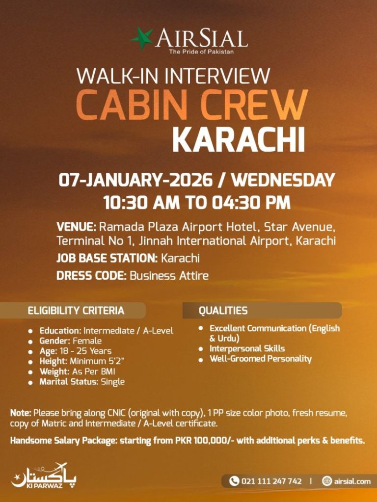 AirSial Limited Jobs Cabin Crew