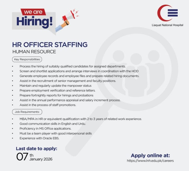 Liaquat National Hospital Jobs HR Officer