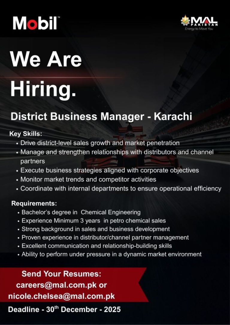 Mobil / MAL Pakistan Jobs District Business Manager