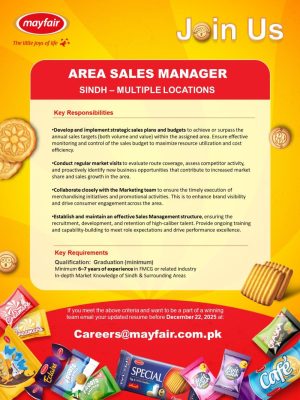 Mayfair Pakistan Jobs Area Sales Manager