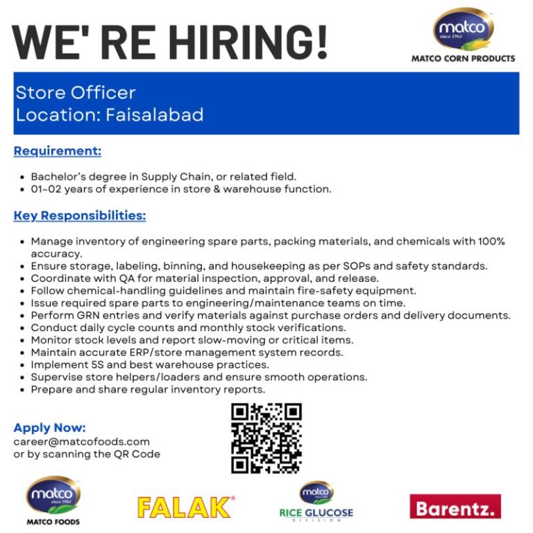 Matco Foods Limited Jobs Store Officer