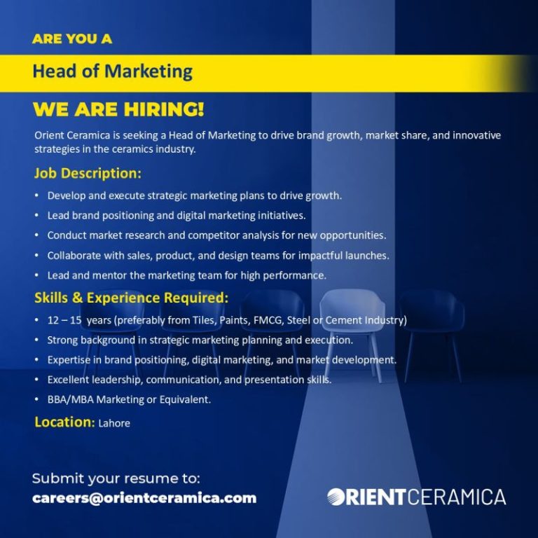 Orient Ceramica Jobs January 2026