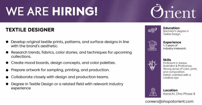 Orient Textile Mills Jobs Textile Designer
