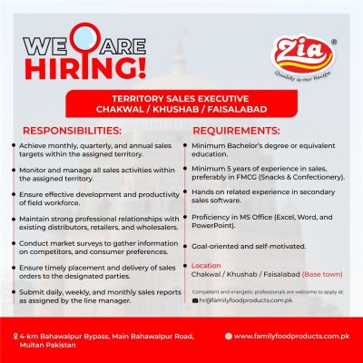 Family Food Products Jobs Territory Sales Executive (TSE)