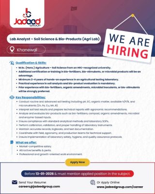 Jadeed Group Of Companies Jobs Lab Analyst