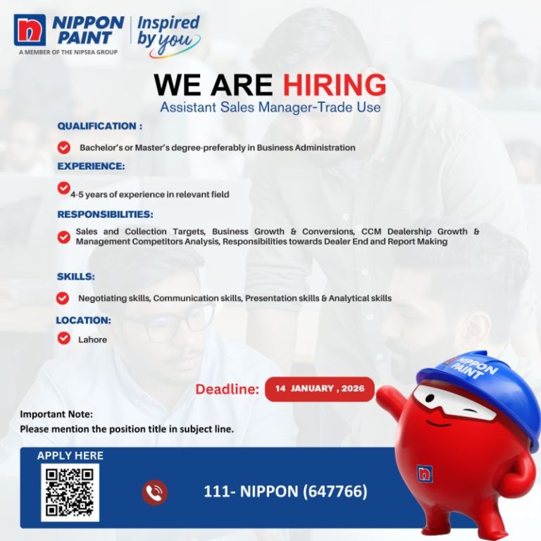 Nippon Paint Pakistan Jobs Assistant Sales Manager