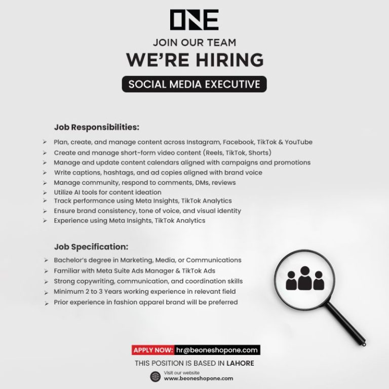 One Apparel Pvt Ltd Jobs Social Media Executive