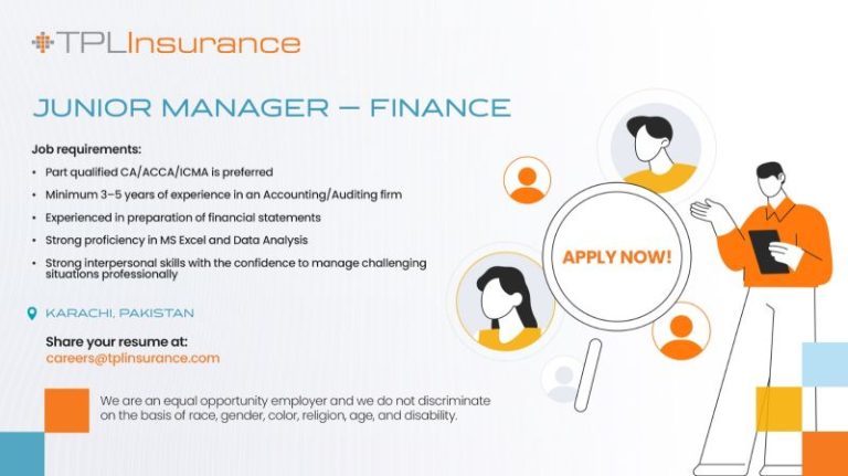 TPL Insurance Jobs Junior Manager Finance