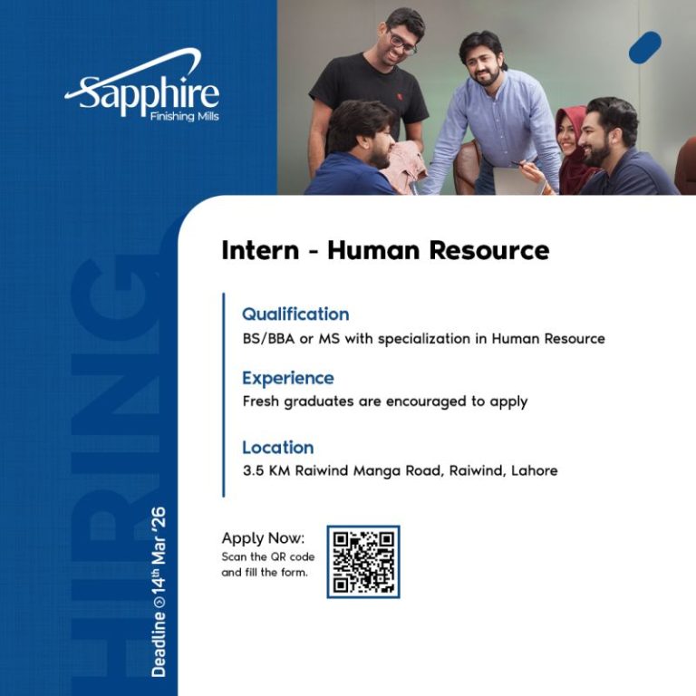 Sapphire Finishing Mills Jobs HR Intern