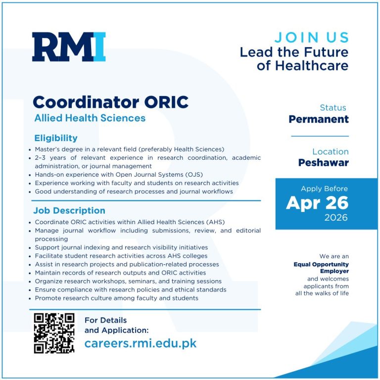 Rehman Medical Institute RMI Jobs April 2026
