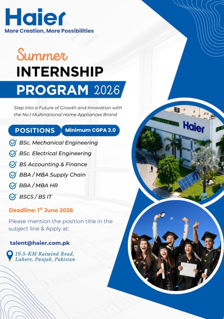 Haier Pakistan Summer Internship Program 2026
