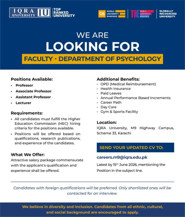 Iqra University Jobs June 2026